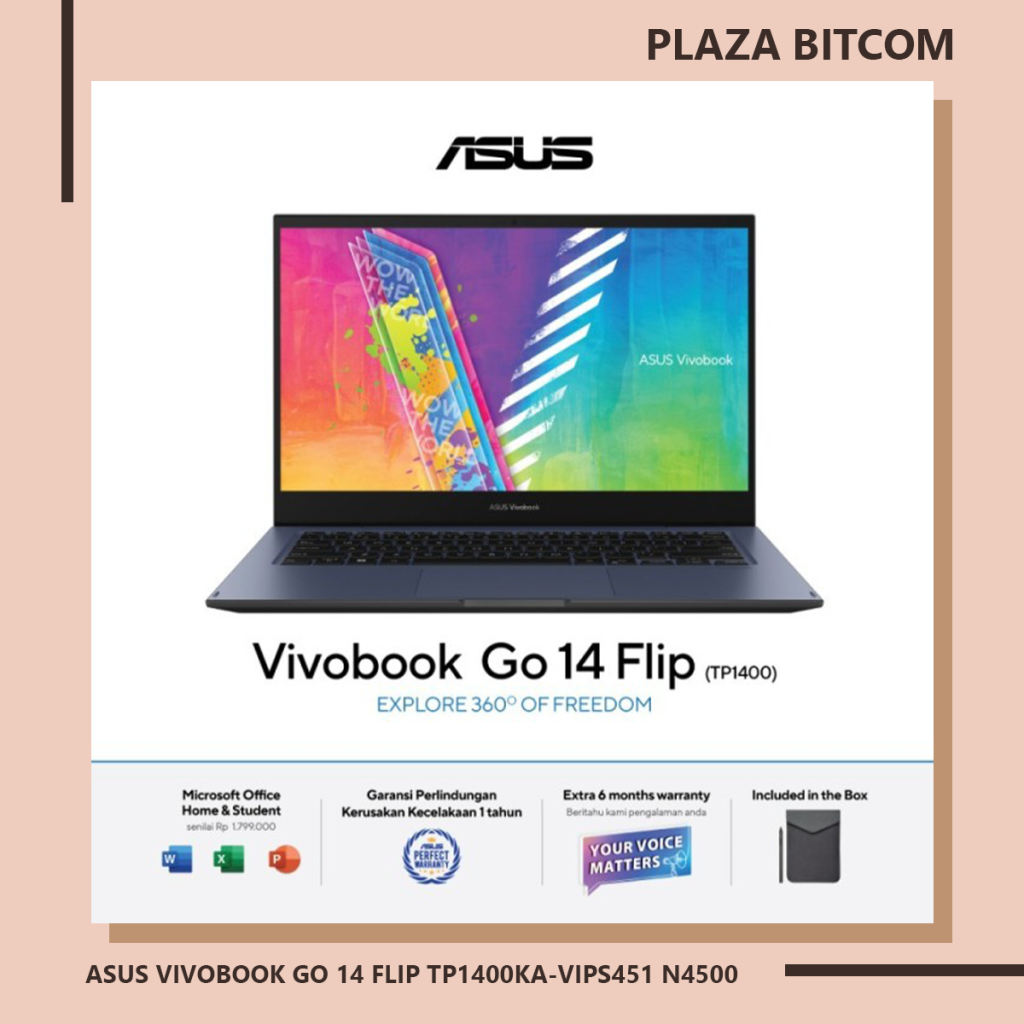 ASUS VIVOBOOK GO 14 FLIP TP1400KA-VIPS451 N4500/8G/512G/W11+OHS21/14 ...