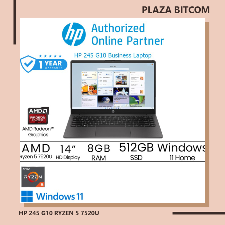 HP 245 G10 AMD Ryzen 5-7520U 8GB 512G SSD Radeon Graphics 610M 14″ HD ...