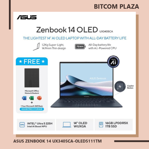 ASUS ZENBOOK 14 UX3405CA-OLED5111TM/OLED51112TM, Intel Core Ultra 5 ...